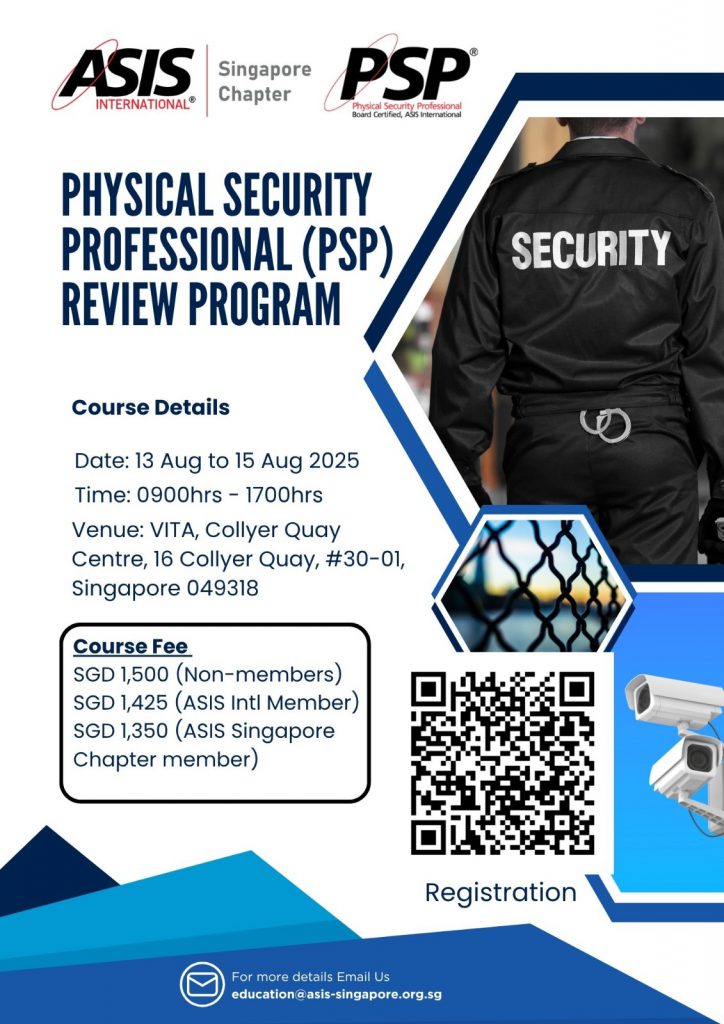 PSP Review Course : 13 - 15 August 2025 - ASIS International (Singapore ...
